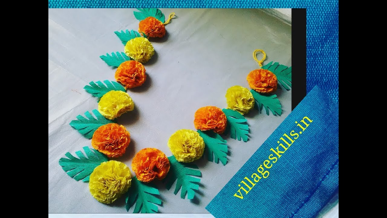 Diy door hanging Toran with crepe paper,diy garland for God,how to make ...