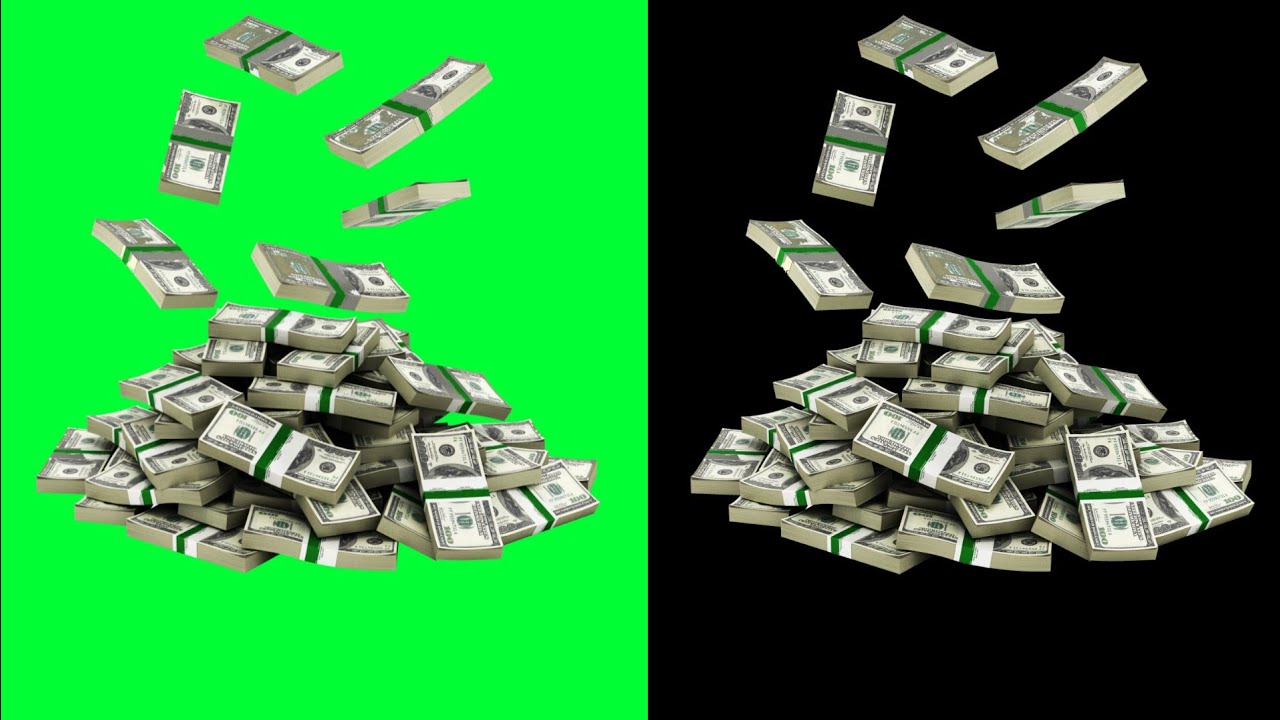 Dollar Stack Money Falling green screen & black screen effects HD video ...