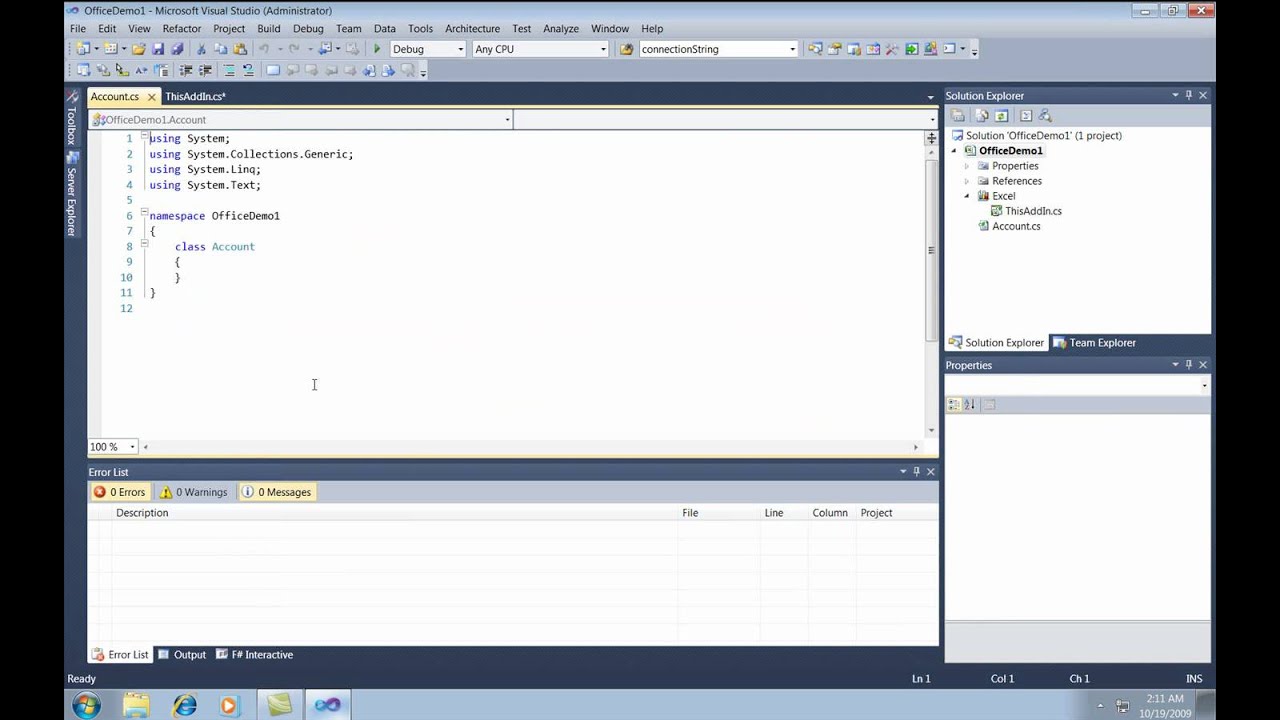 Visual Studio 2010: Office Programmability - YouTube