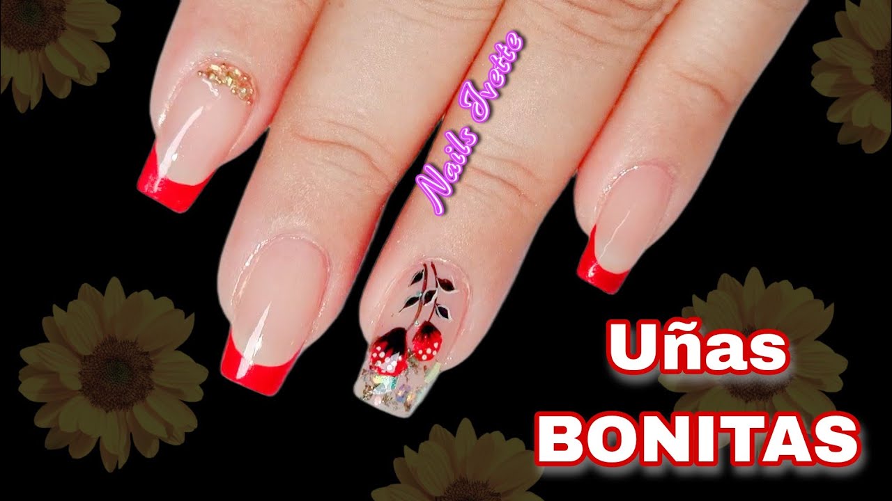 Decoración de uñas french rojo / Uñas sencillas y elegantes - YouTube