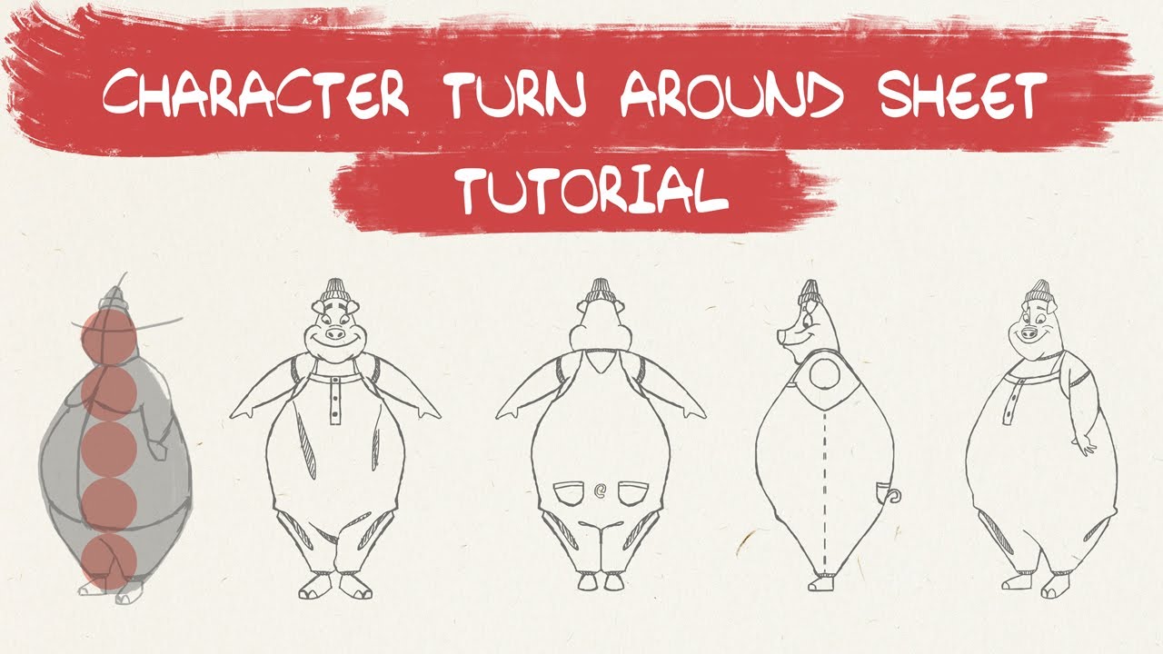 Pig character turnaround sheet drawing tutorial | Episode 1 | Photoshop ...