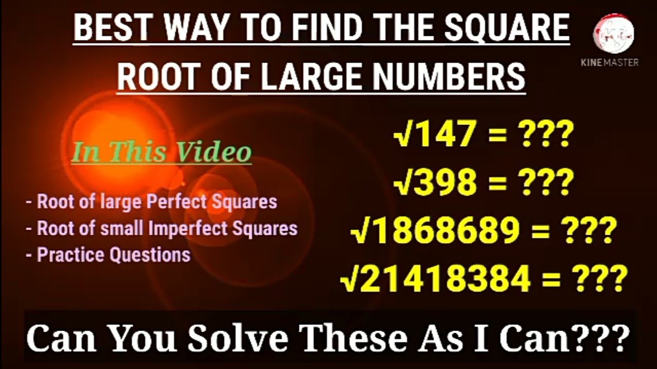BEST WAY TO FIND THE SQUARE ROOT OF LARGE NUMBERS Perfect And Non Perfect Squares Vedic BEST WAY TO FIND THE SQUARE ROOT OF LARGE NUMBERS Perfect And Non Perfect Squares Vedic