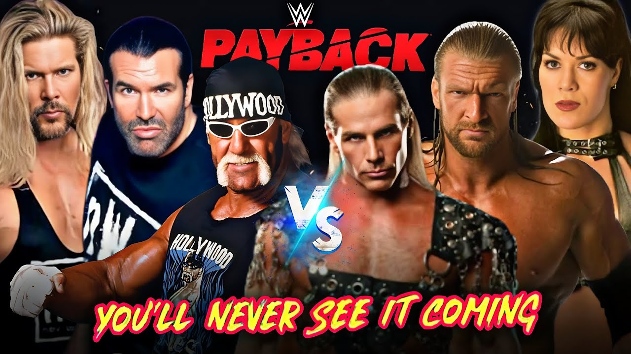 Triple H Shawn Michaels and Chyna vs Hulk Hogan Scott Hall and Kevin ...