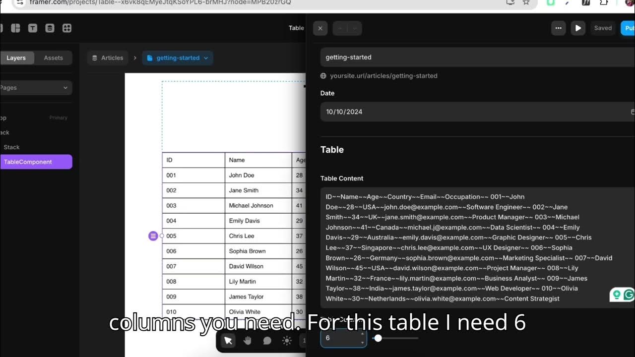 How to design CMS table for Framer | Framer CMS Table Component - YouTube