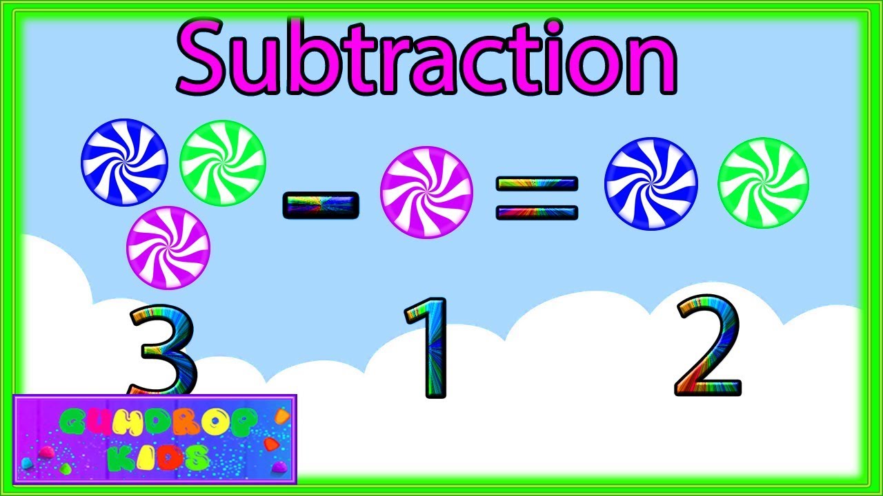 Subtracting by One (1-5) -Candy Land Subtraction | Gumdrop Kids - YouTube