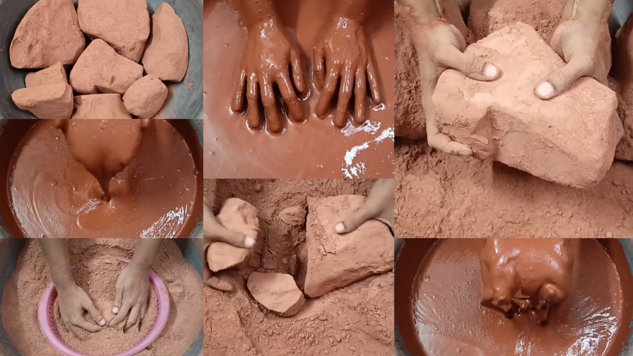 Soft Earthy Red Clay Chunks Dry Crumbling+Sifting+Powder Play & Paste ...