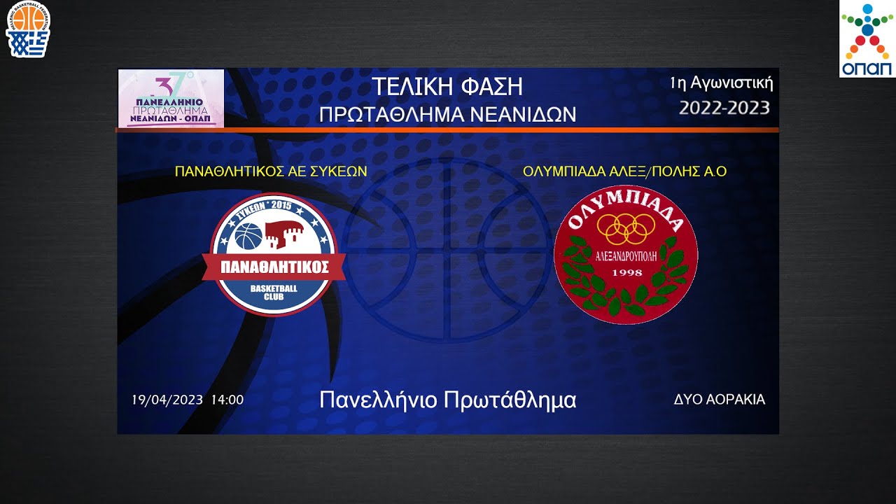37ο Πανελλήνιο Νεανίδων: 19/04, 14.00 ΠΑΝΑΘΛΗΤΙΚΟΣ ΑΕΣ - ΑΟ ΟΛΥΜΠΙΑΔΑ ...