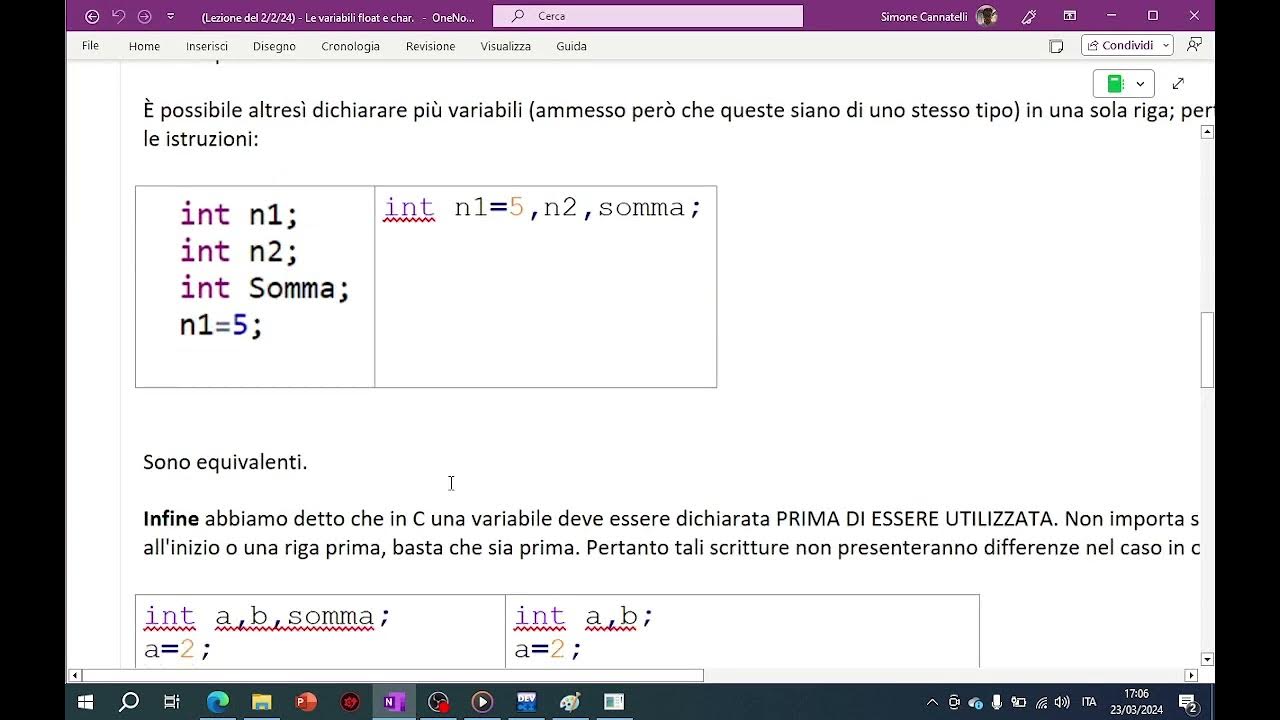 2 - Programmazione C/C++: Tipi e dichiarazione di Variabili. Formattazione dell'output - YouTube