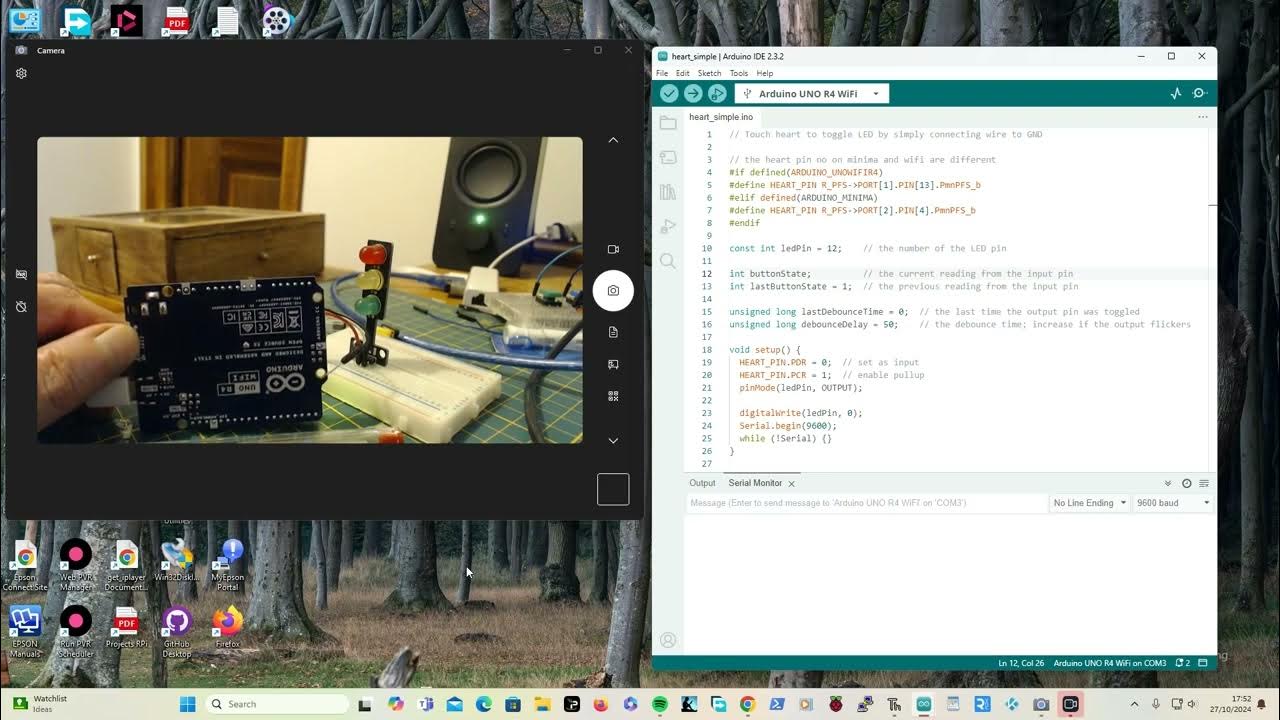 My video for Paul McWhorter's Arduino R4 Lesson 40 and also using the heart on the back of the ...