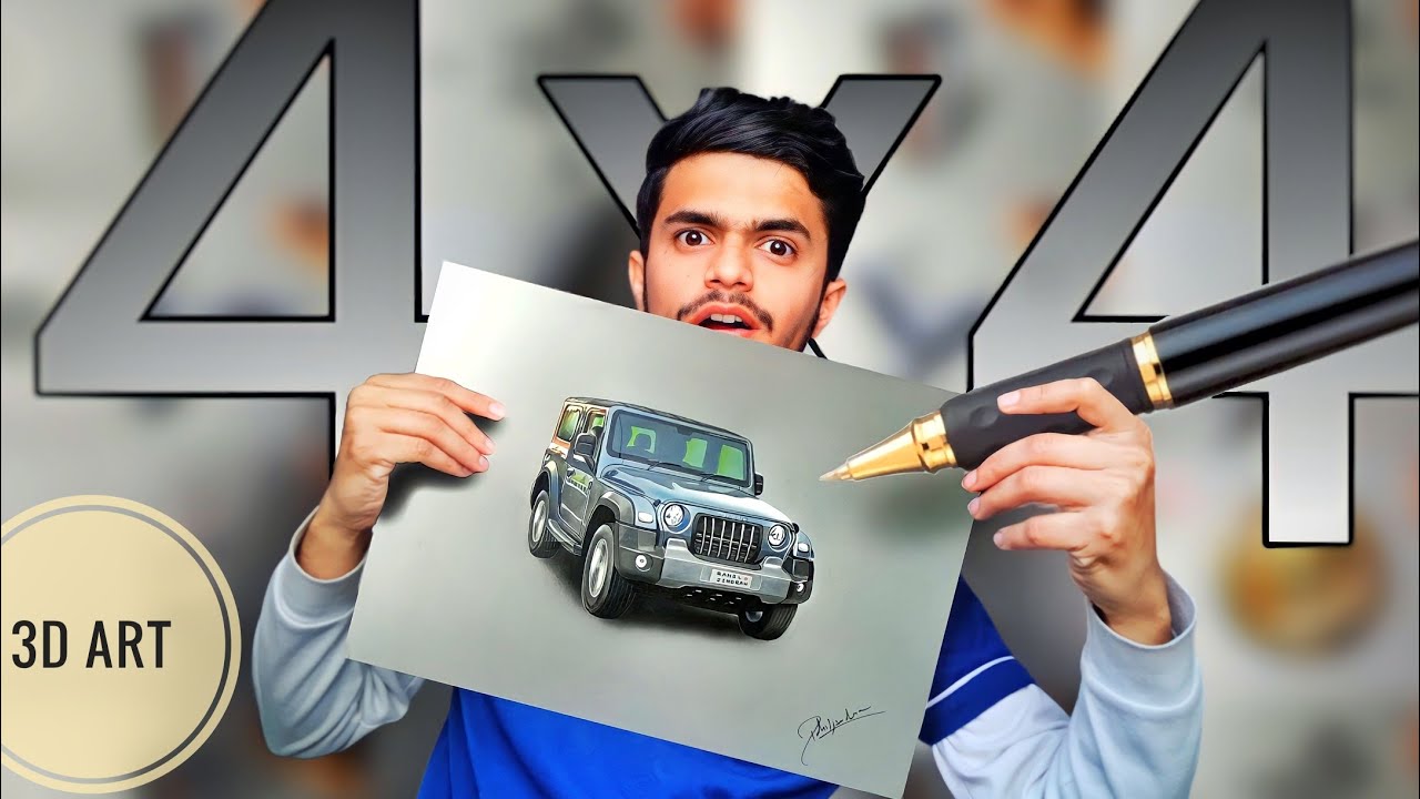 4x4 Thar | 3D Art | Hyper Realistic Drawing | so realistic that... ️ 🔥 ...
