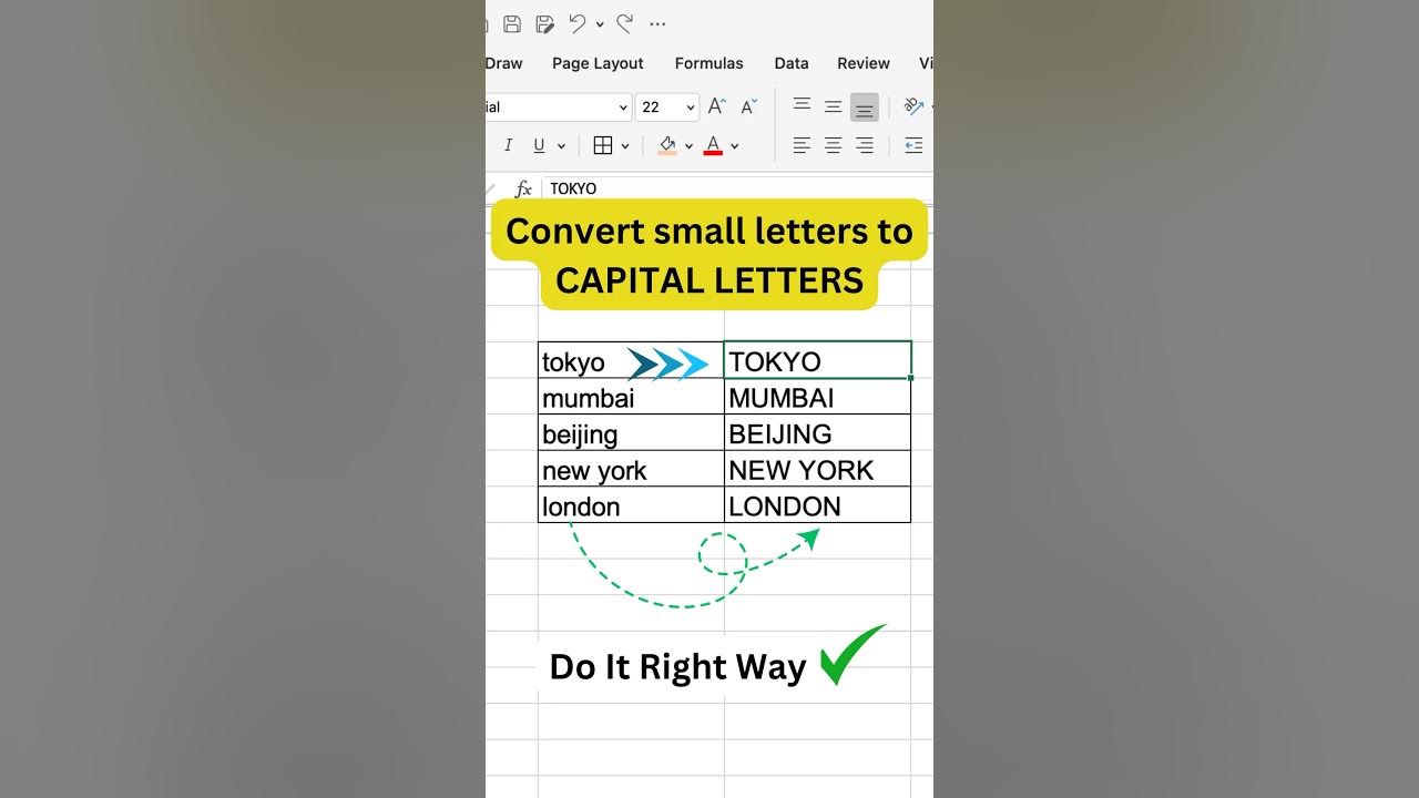 Excel Tricks 11: Convert small letter or lowercase to capital letter or ...