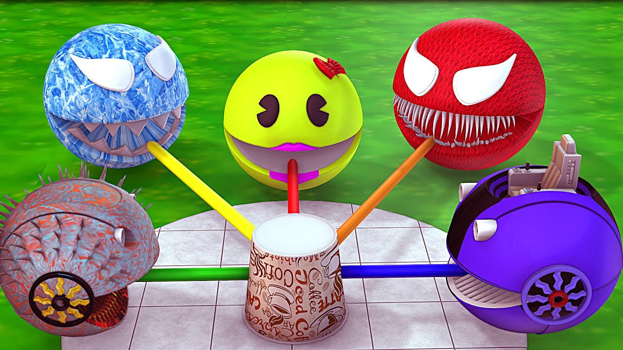 Pacman vs Ice Pacman vs Monster Pacman vs Venom Pacman Rope Pulling ...