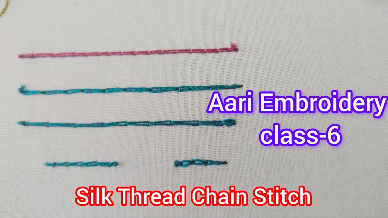 Aari Embroidery class-6||Aari Silk Thread chain stitch|Aari beginners ...
