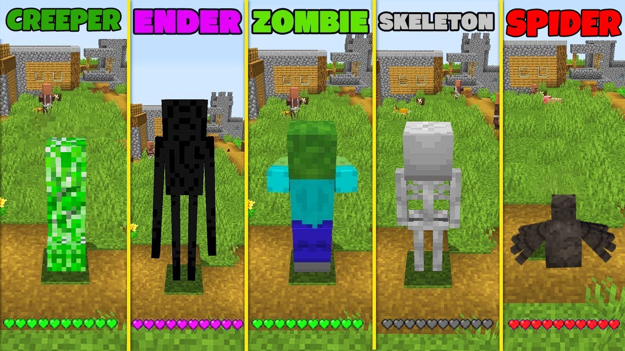 Minecraft HOW to play ZOMBIE ENDERMAN CREEPER SPIDER ALL EPISODE in ...