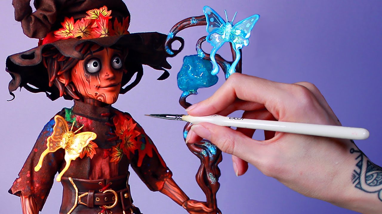 I made a MAGICAL SCARECROW / Custom OOAK Art Doll Repaint - YouTube