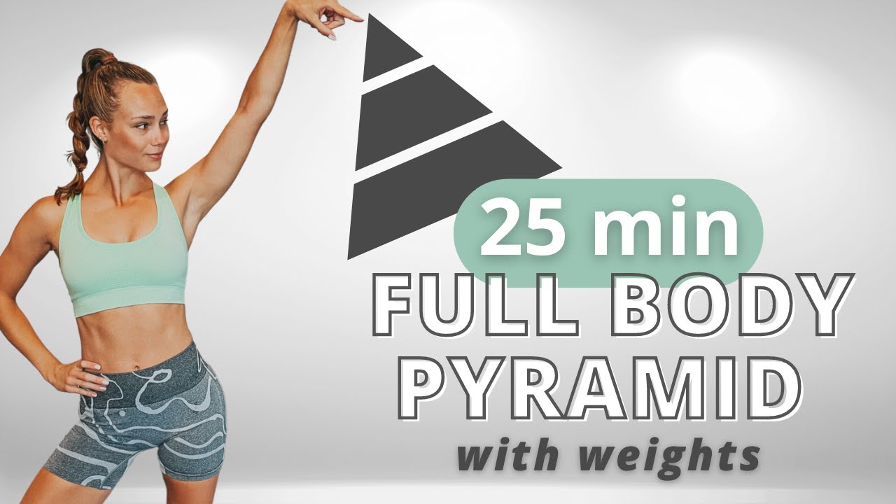 25 MIN FULL BODY PYRAMID WORKOUT with WEIGHTS - Challenging Dumbbell ...
