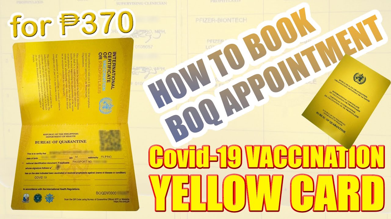How to book BOQ appointment for Covid-19 Vaccination Yellow Card - YouTube