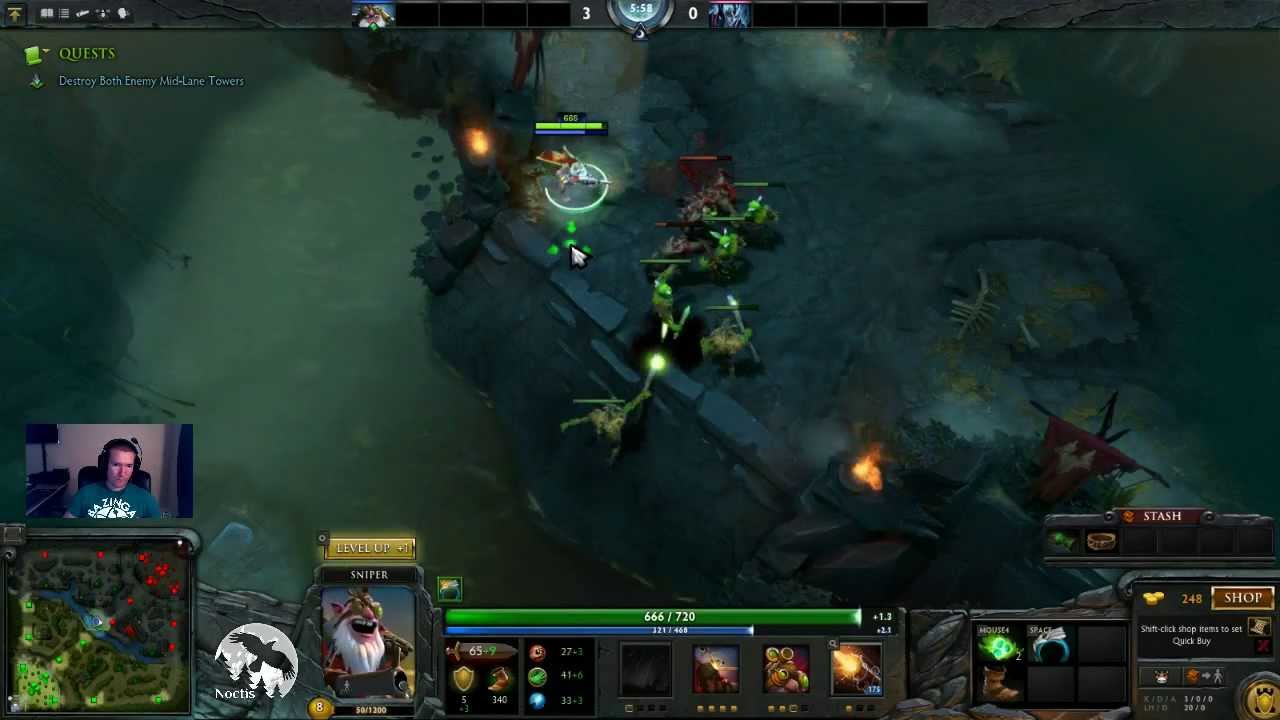 Dota 2 Mid Lane Only - Sniper vs Vengeful Spirit - YouTube