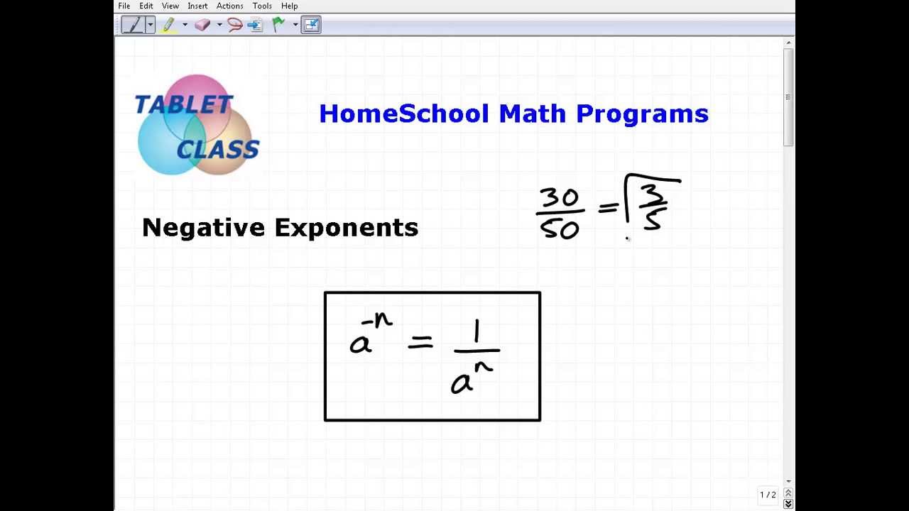 TabletClass Math Negative Exponents Homeschooling Tip - YouTube