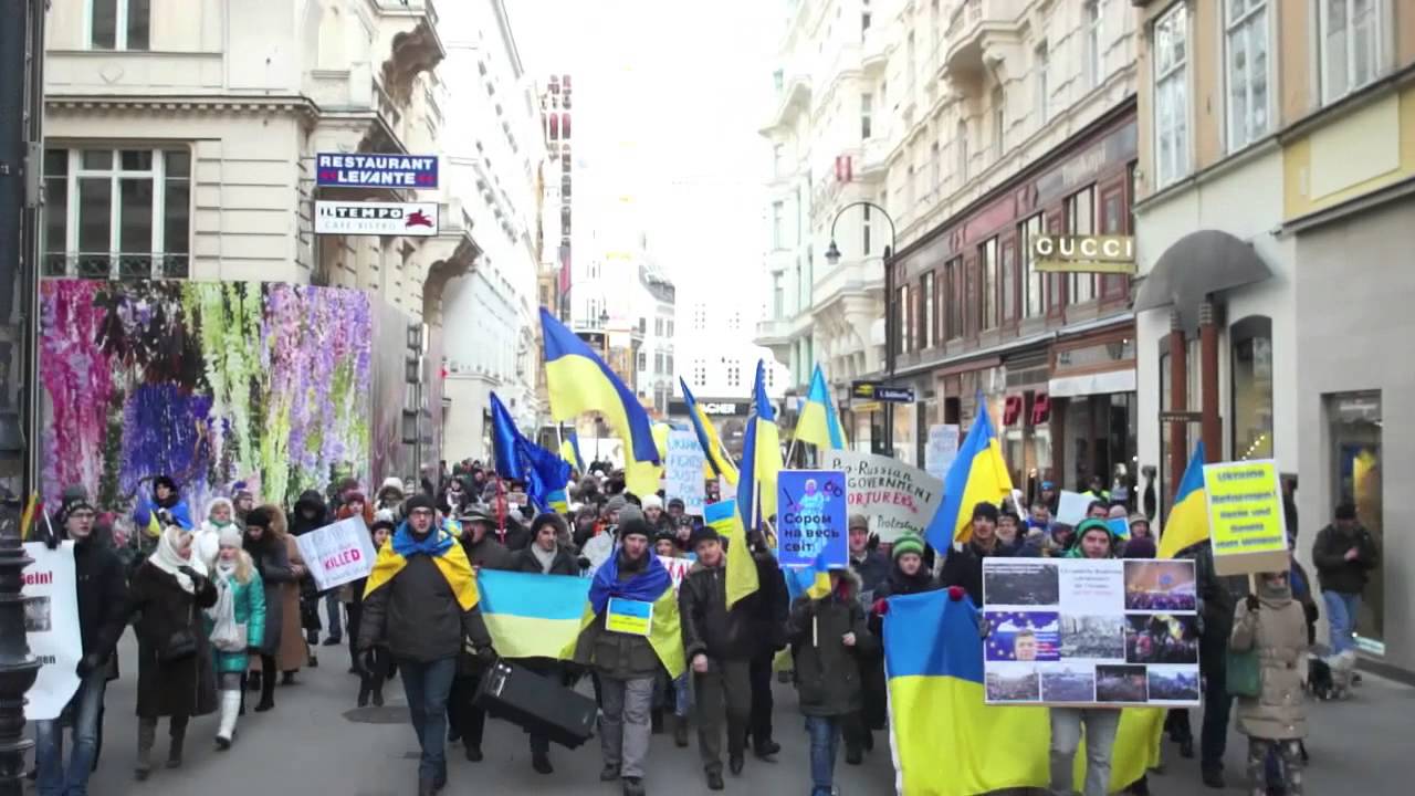 Euromaidan, Vienna - 26.01.2014. Demonstration of Ukrainian's Protest ...