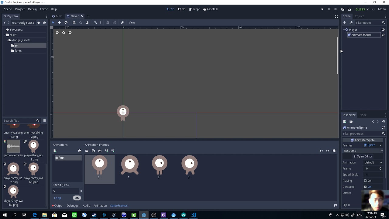 Godot 3 1 Tutorial 1 Basic Player Movement With Typed Gdscript Youtube