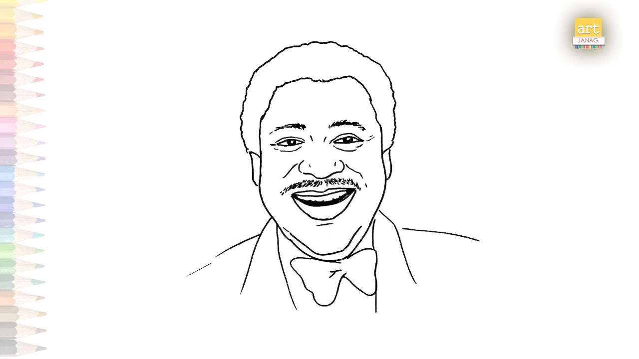 B B King drawing | American blues singer drawing | How to draw B.B ...