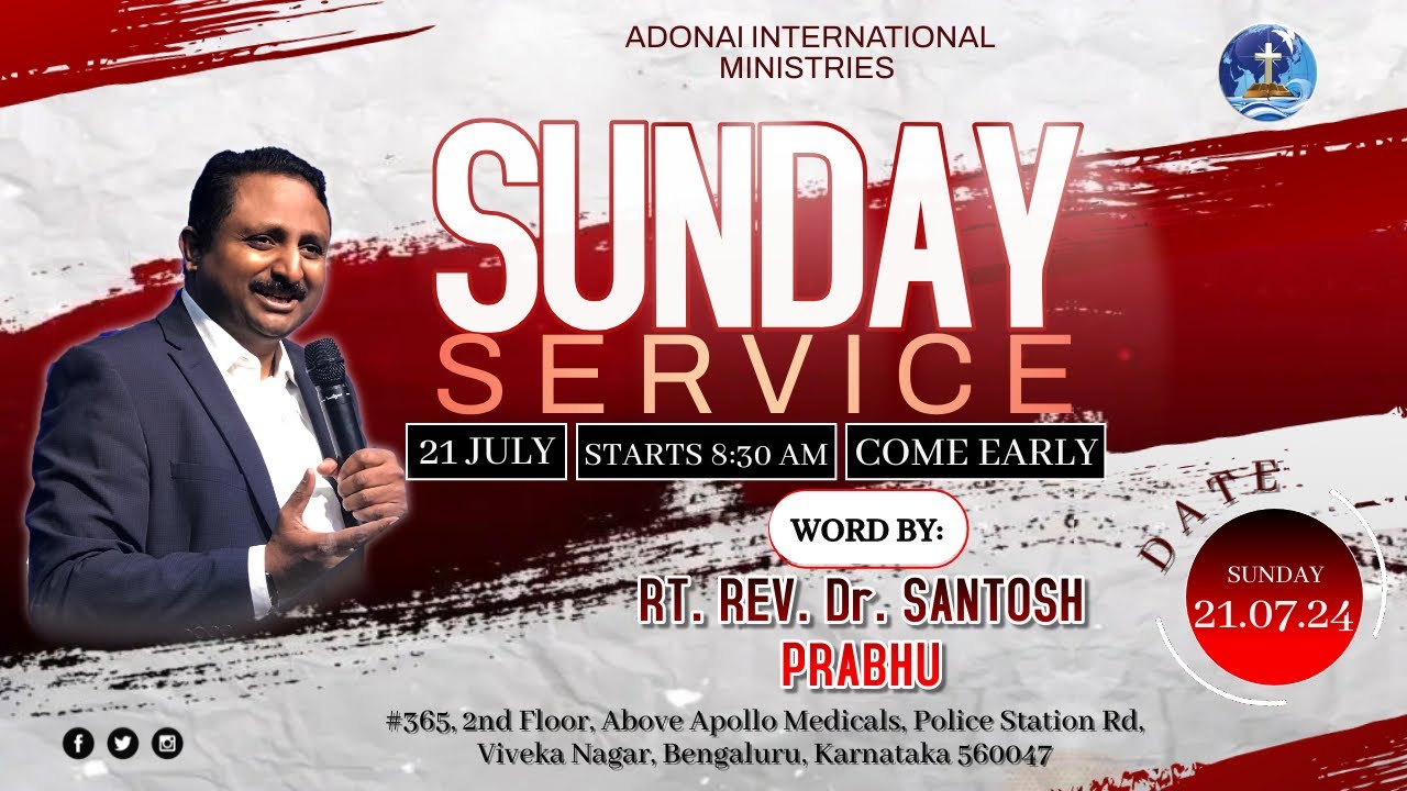 🔴 LIVE - ADONAI SUNDAY SERVICE | RT. REV. DR. SANTOSH PRABHU | || 28/07 ...