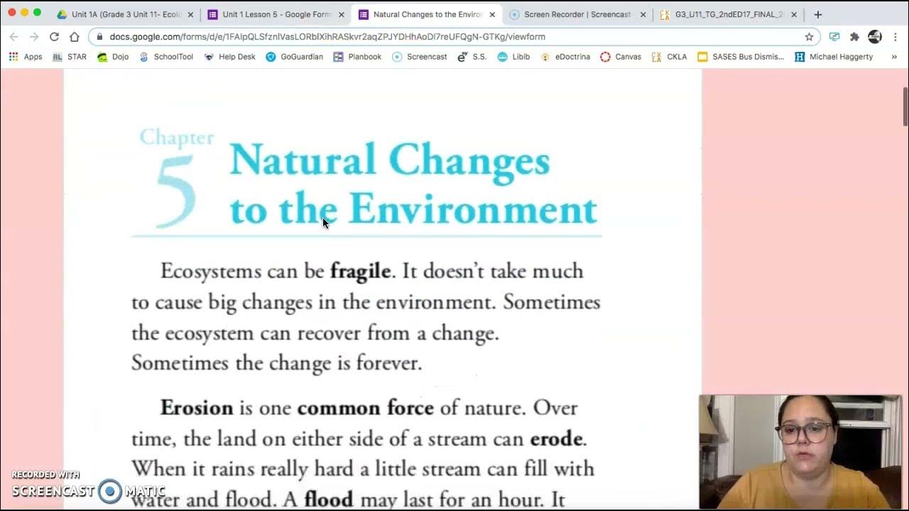 3rd Grade CKLA ELA - Unit 11 Lesson 5 Ecology: Natural Changes to the ...