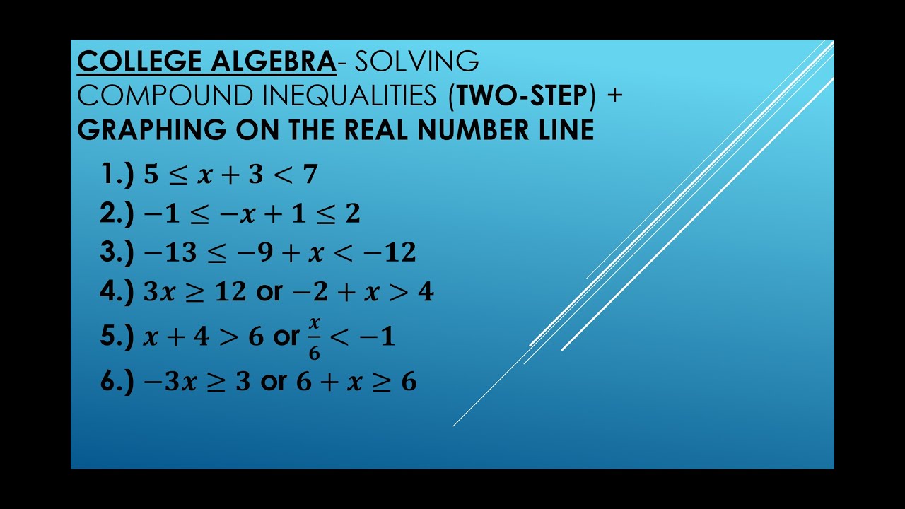 College Algebra- Solving Compound inequalities + Graphing - YouTube