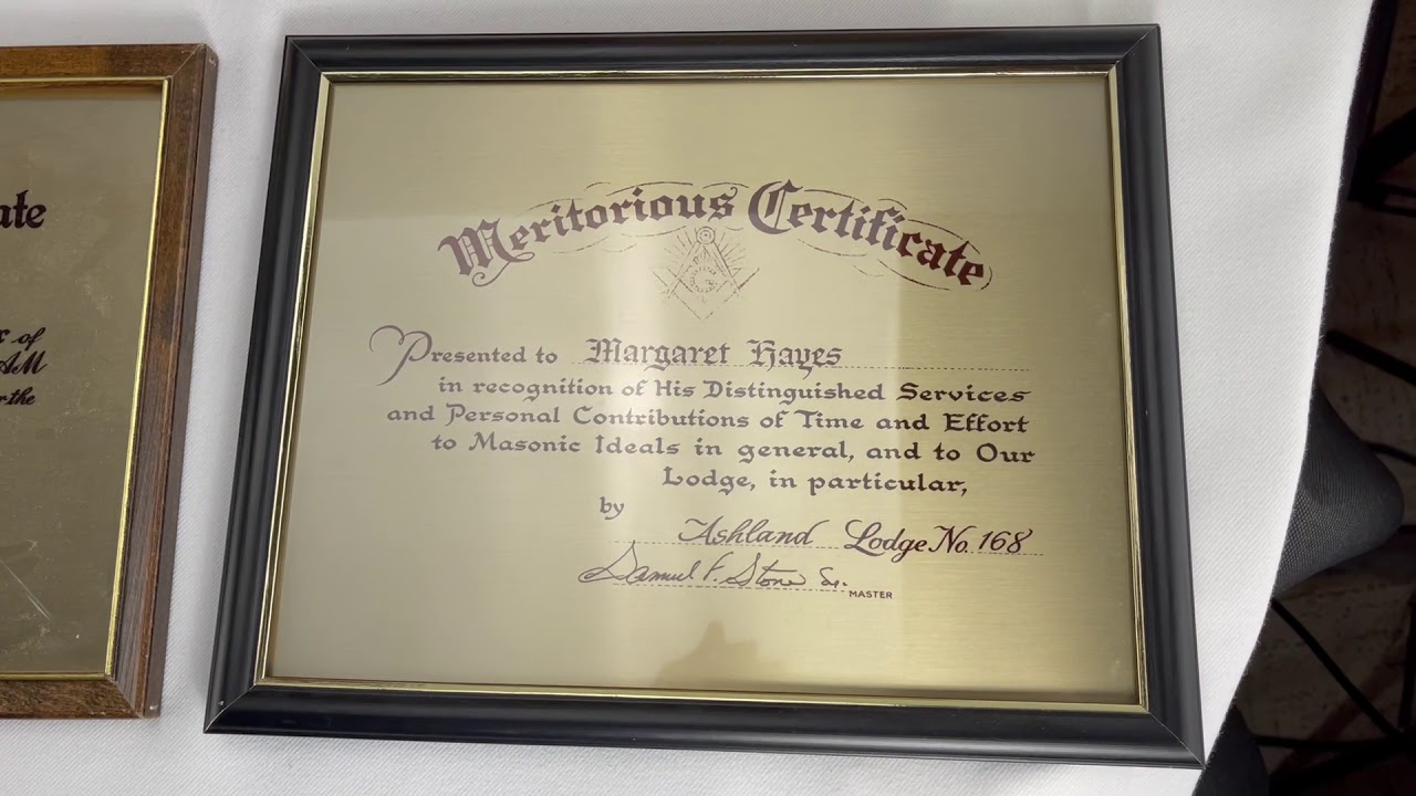 Masonic Plaques and Past Master & Meritorious Certificates - YouTube