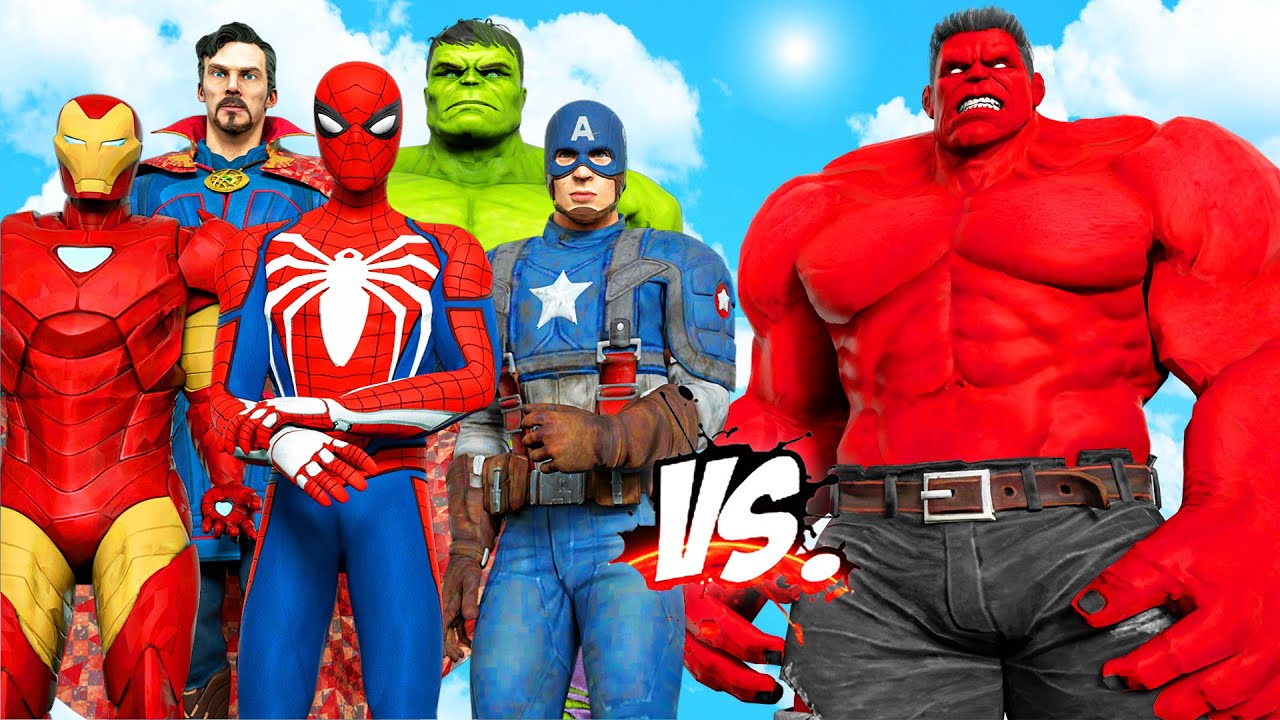 THE AVENGERS VS RED HULK - EPIC SUPERHEROES WAR - YouTube