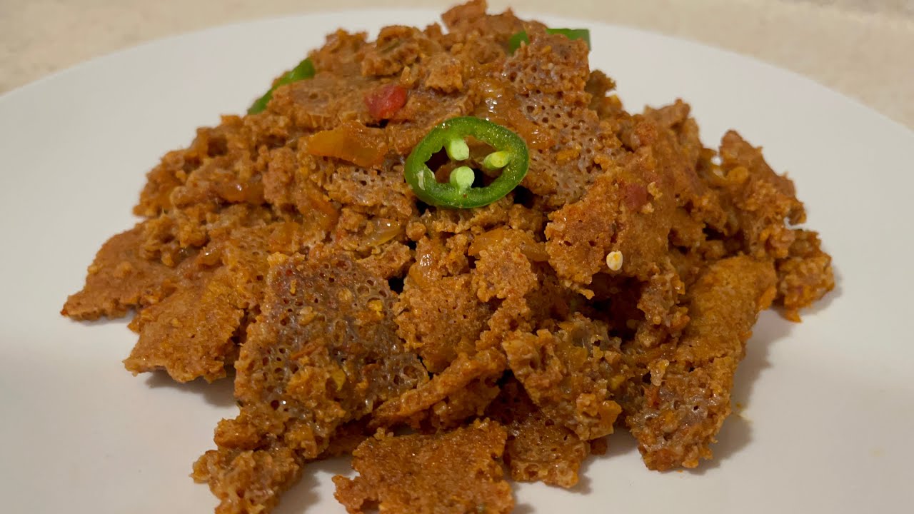 Ethiopian dry injera "Dirkosh firfir" - YouTube