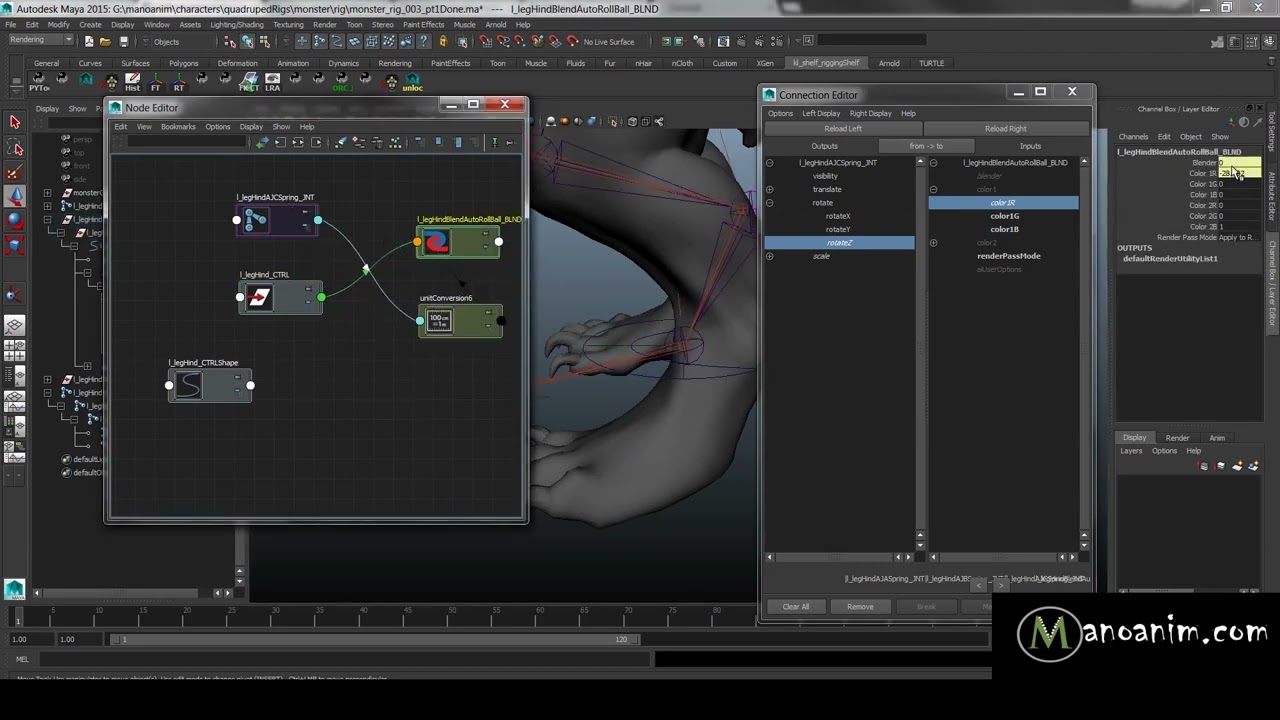 Maya tutorial - quadruped rigging pt2 legs pt2 1080p - YouTube