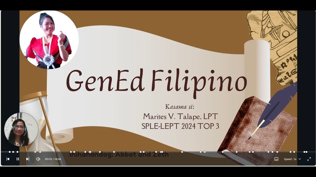 GEN ED FILIPINO- REVIEW WITH MA'AM TES TALAPE - SPLE-LEPT 2024 TOP 3 ...