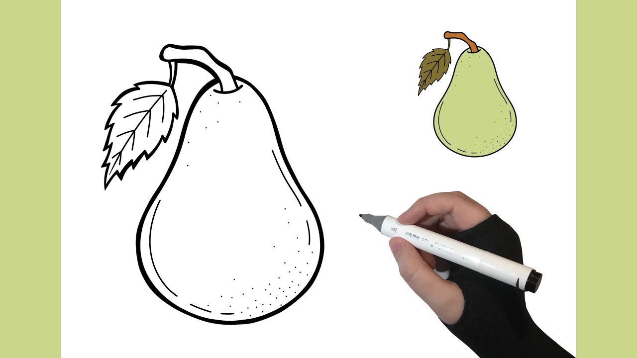 How To Draw A Pear Easy Step by Step - Tutorial + Colour Palettes - YouTube
