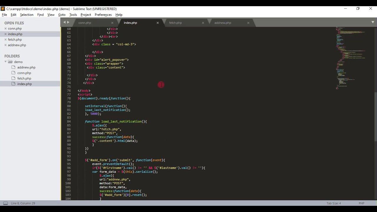 Creating a Pop-up Notification using PHP, AJAX, and Bootstrap Tutorial Demo - YouTube
