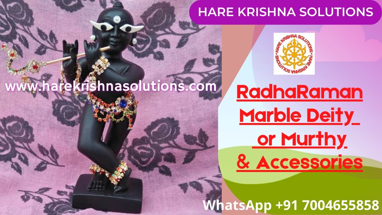 6 inches Radha Raman Ji Deity / Statue - (Original Full Black Marble ...