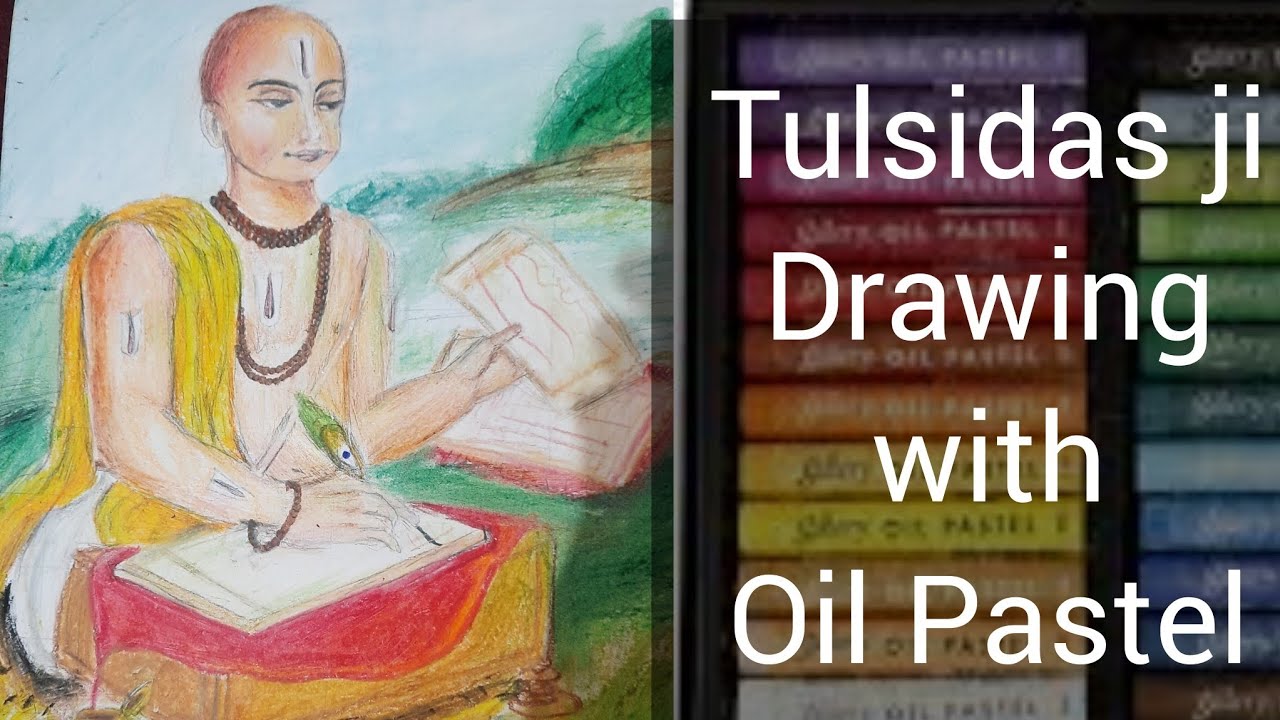 Oil Pastel Drawing । Pastel colour drawing । Tulsidas ji drawing - YouTube