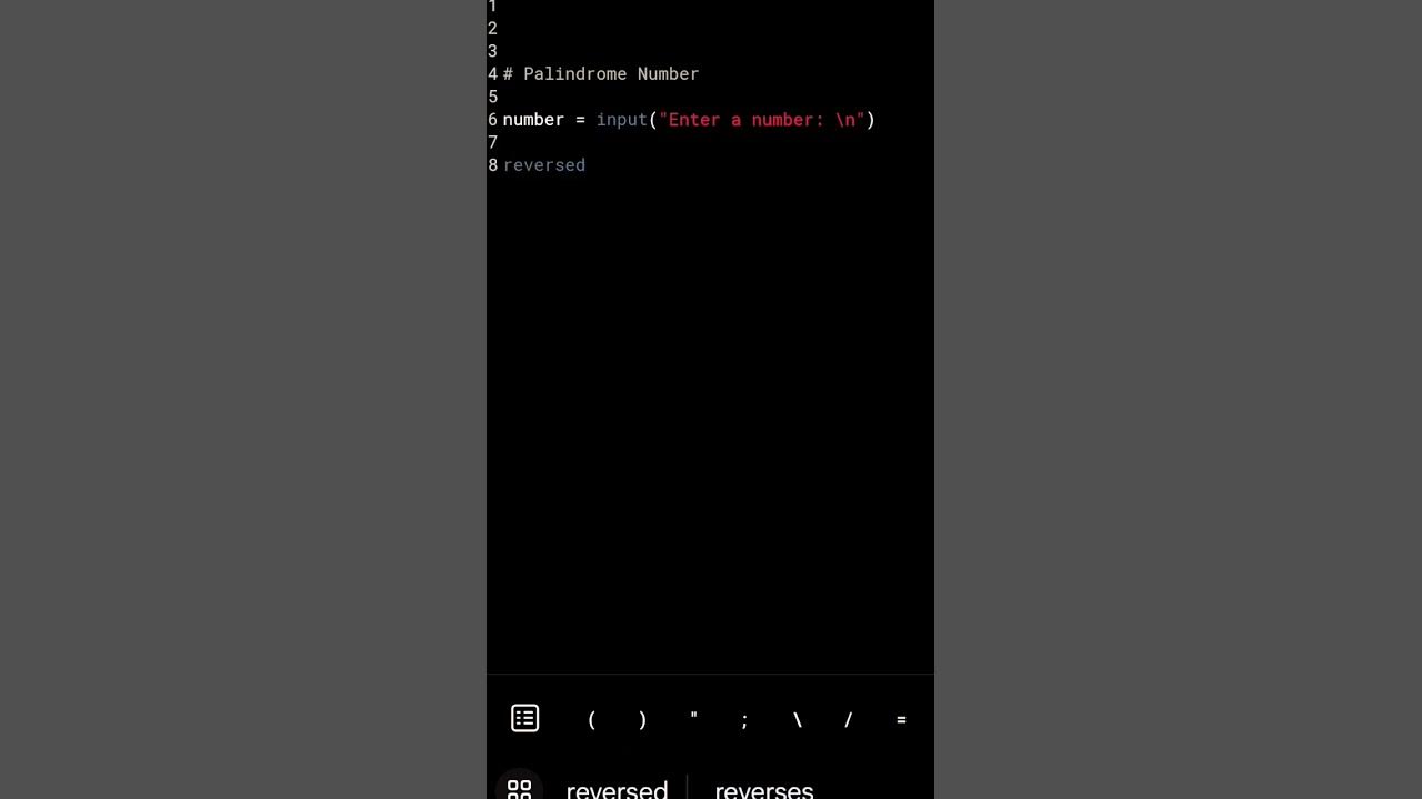 Palindrome Number Program Python Program Shorts Programming Coding Funny Trend Python