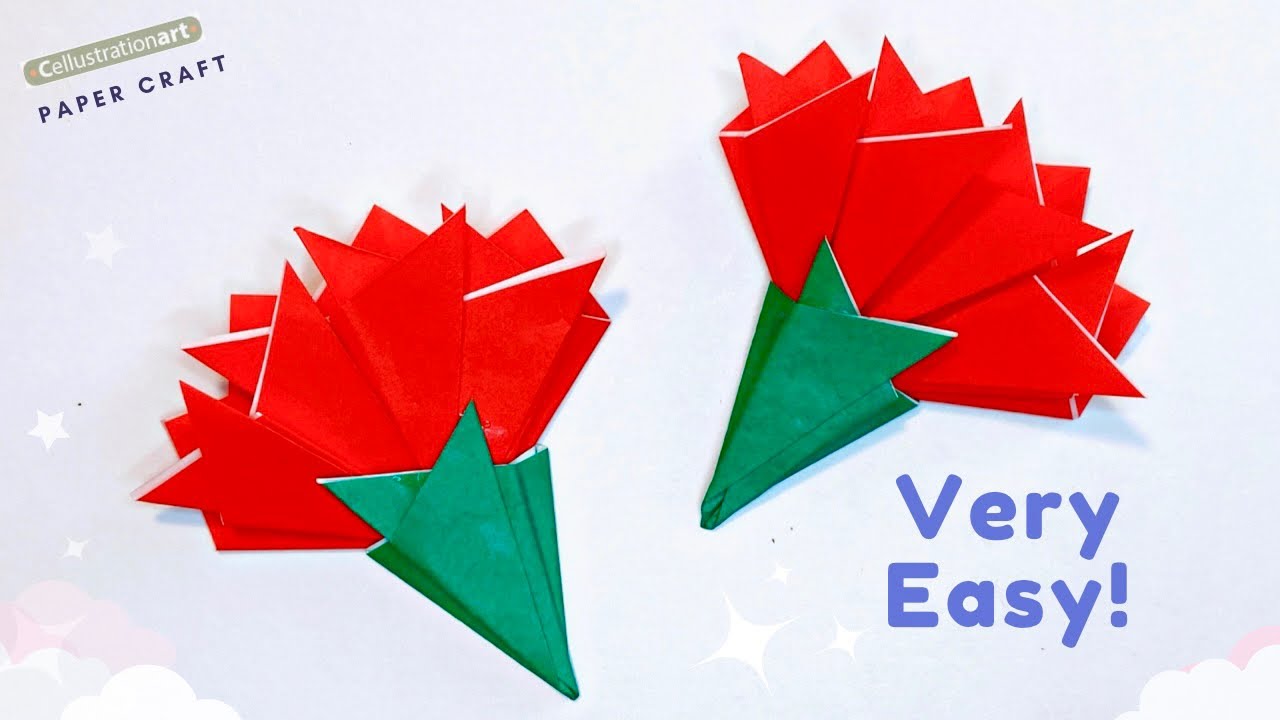 DIY Mother’s Day Gift Idea | Origami Carnation | Easy Origami Flower ...