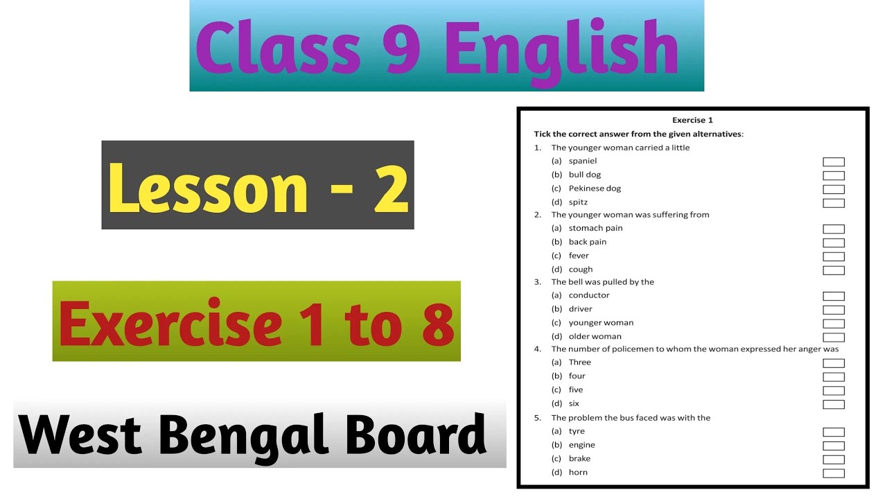 Class 9 English Lesson 2 All about a dog Exercise 1 to 8 - YouTube