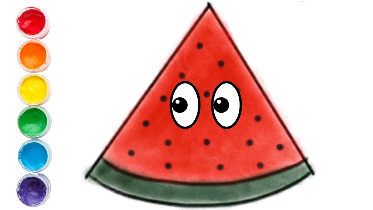 How to draw watermelon slice easy || drawing and coloring step by step ...