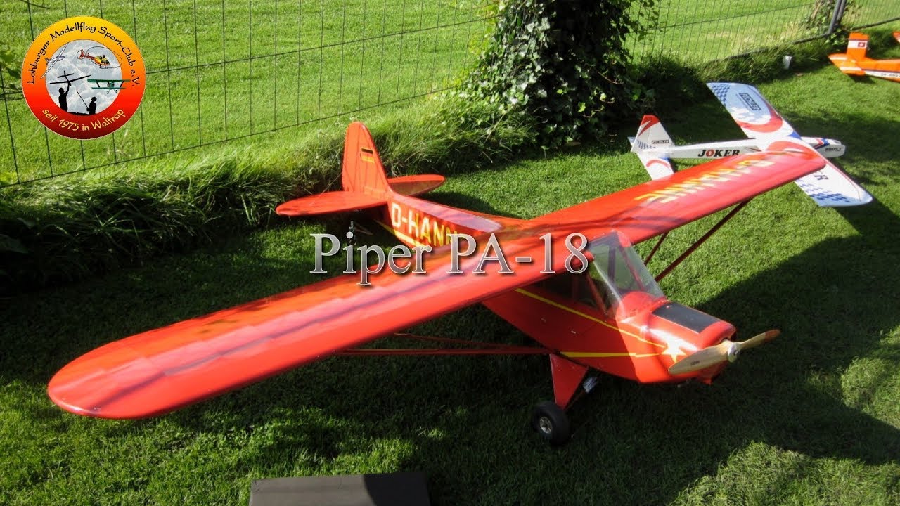 Piper PA 18 RC-Großmodell unter bedrohlichen Wolken - YouTube