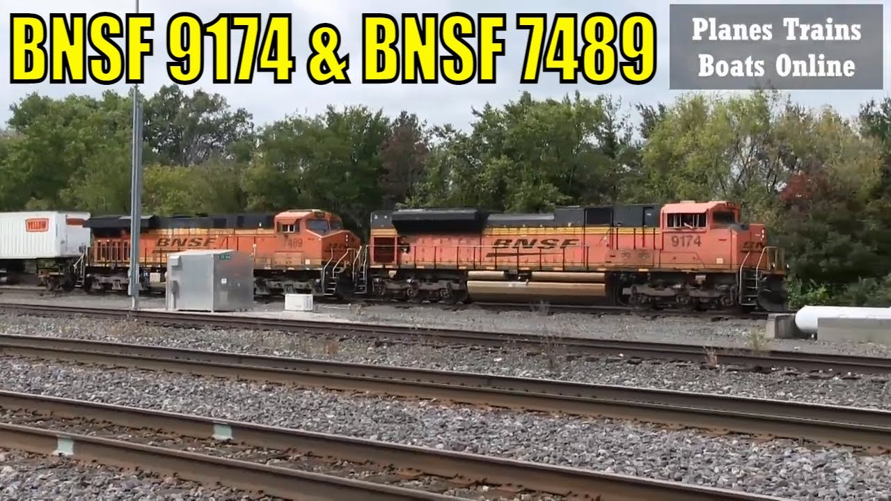 BNSF 9174 & BNSF 7489 Locomotives Intermodal Train Berea Depot Ohio - YouTube