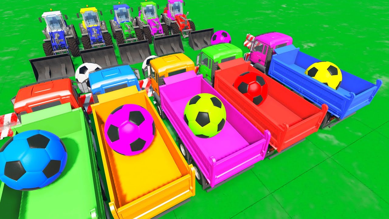 Loading and Transporting Giant Balls on Trucks with Front Loaders #6 ...