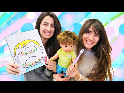 Çocuklar için eğitici video. Baby Born Ali dişini fırçalamak istemiyor. Bebek bakma oyunu.