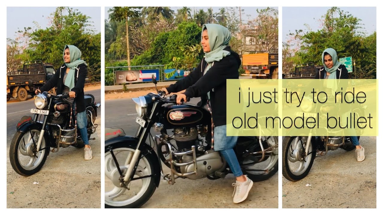 kerala lady try to ride old model bullet - YouTube