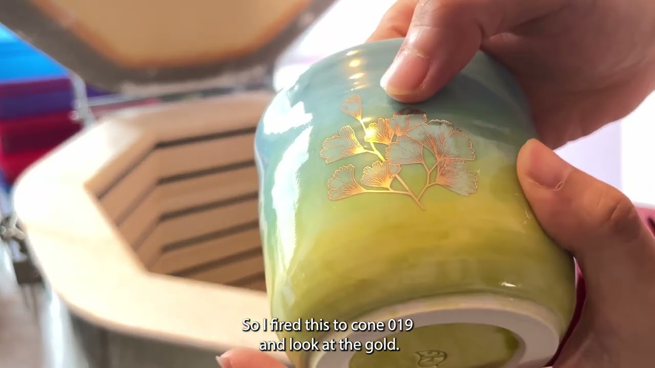 Luster overglaze fire kiln unload - YouTube
