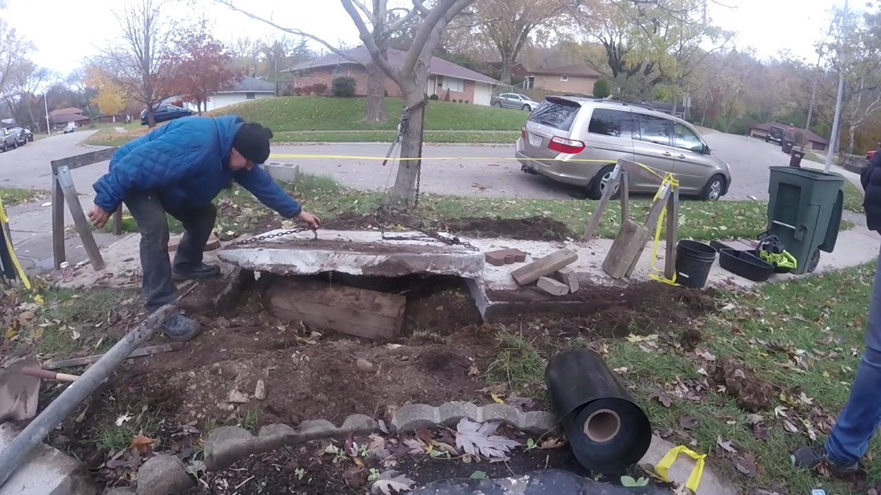 Root removed under sidewalk - YouTube