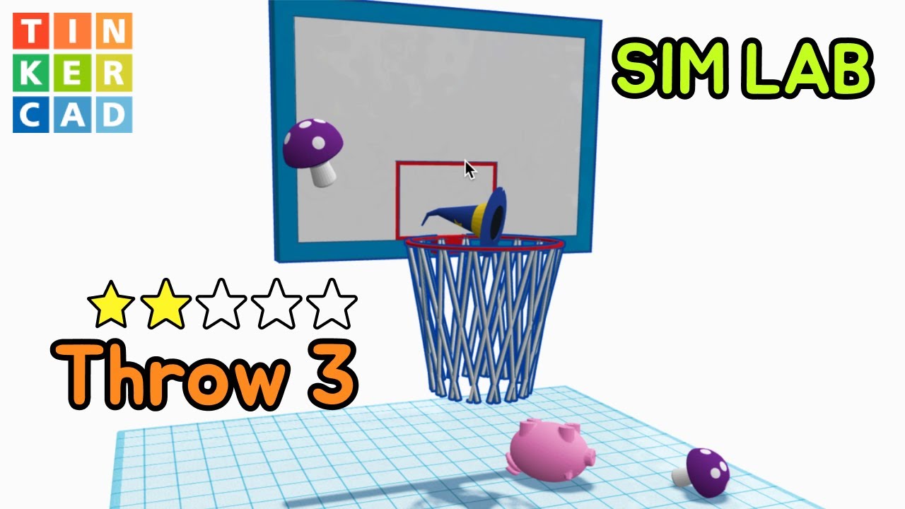 Throw Mission 3 Basketball Hoop Level 2 Normal Tinkercad 3d Modeling Sim Lab Lesson Youtube